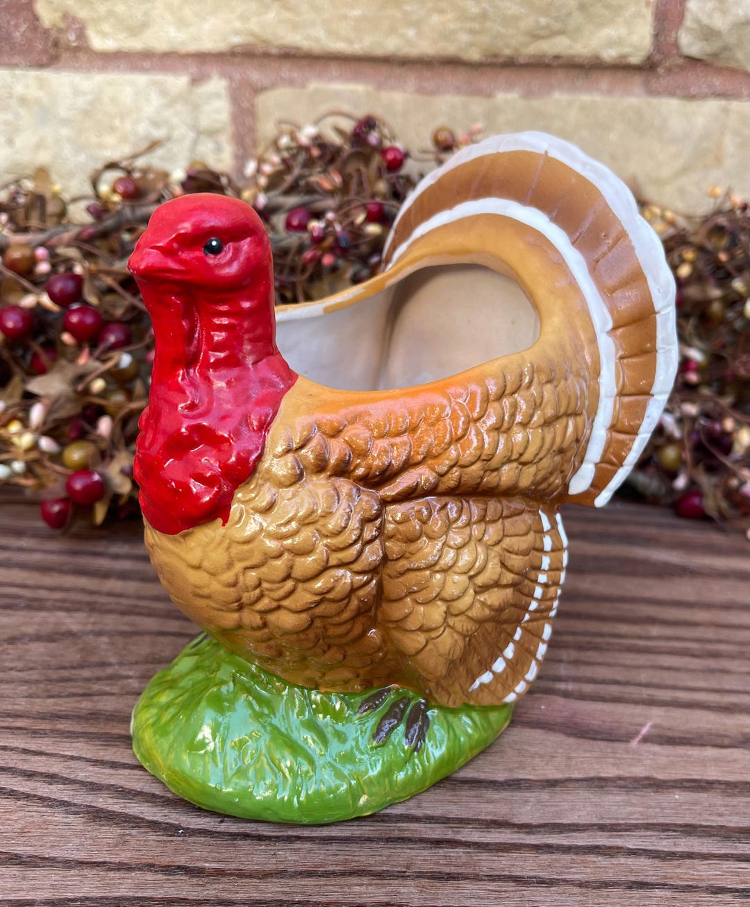 THANKSGIVING TOM Turkey Turkey Planter Pot Turkey Centerpiece Turkey ...