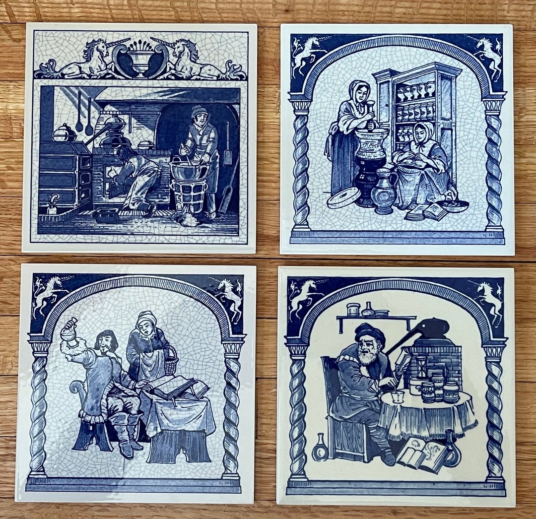 Pill Tiles Burroughs Pharmacy Tiles Delft Holland Handmade Vintage Blue ...