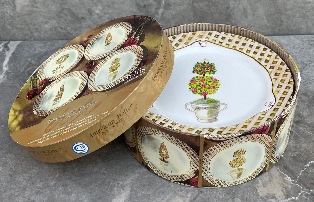 Spring Garden Club Plates Set of 4 Topiary Plates Garden Party Plates ...