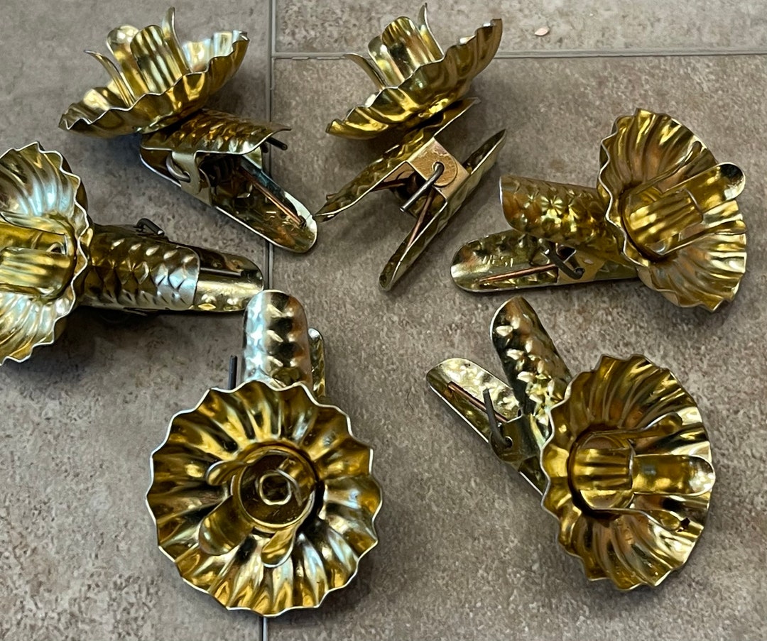 Metal Candle Christmas Tree Clips; Silver and Gold Candleholder Tree ...