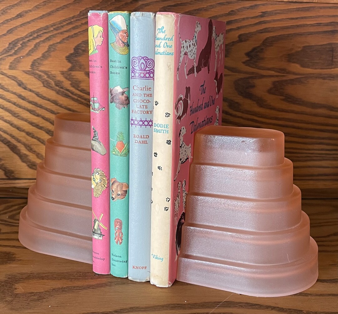 Pink Glass Stair Step Bookends Mid Century Pink Bookends 1960s MCM ...