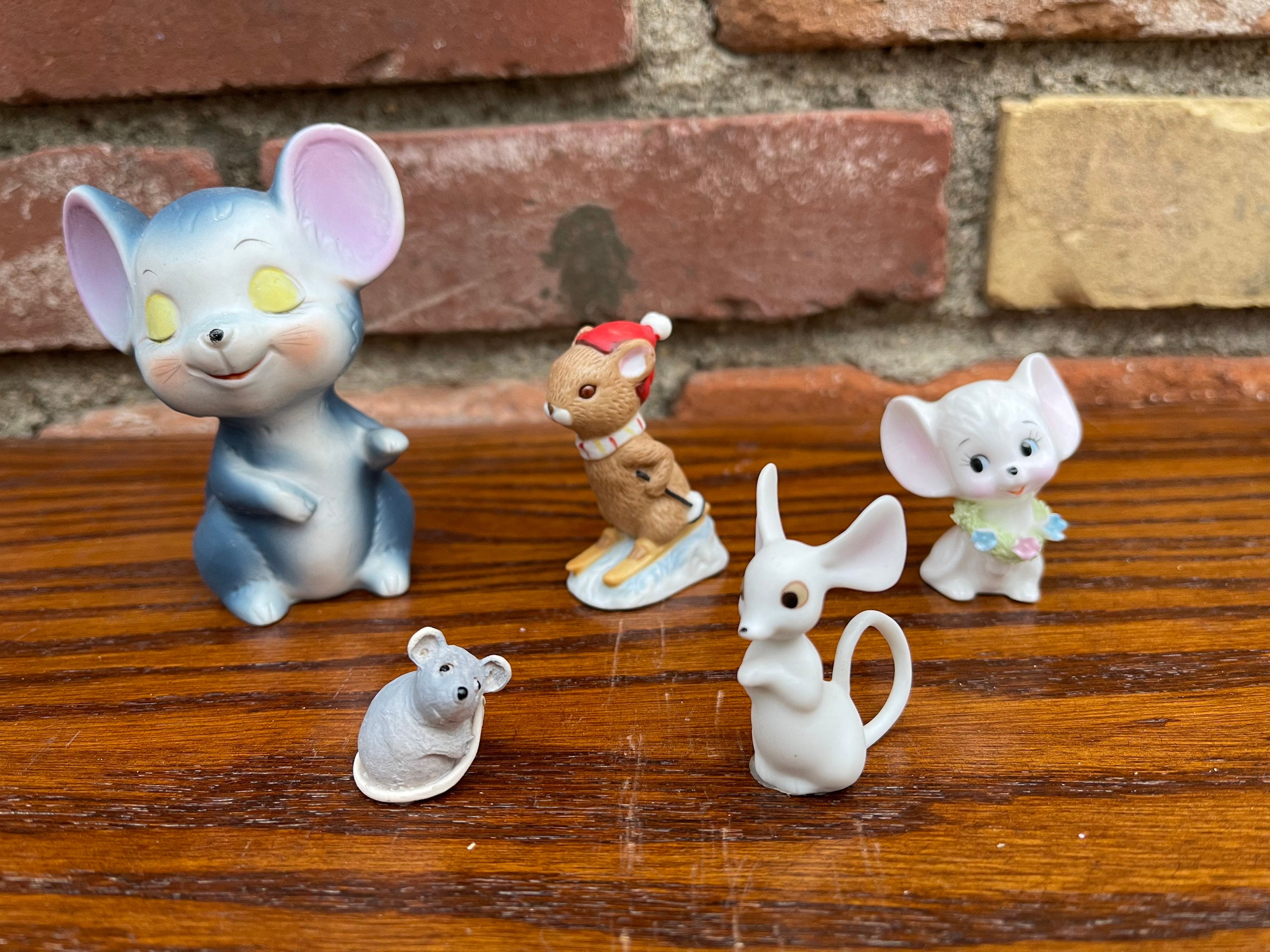 MOUSE Mice Porcelain Bisque Figurines With Big Eyes and Big Ears; Mice ...
