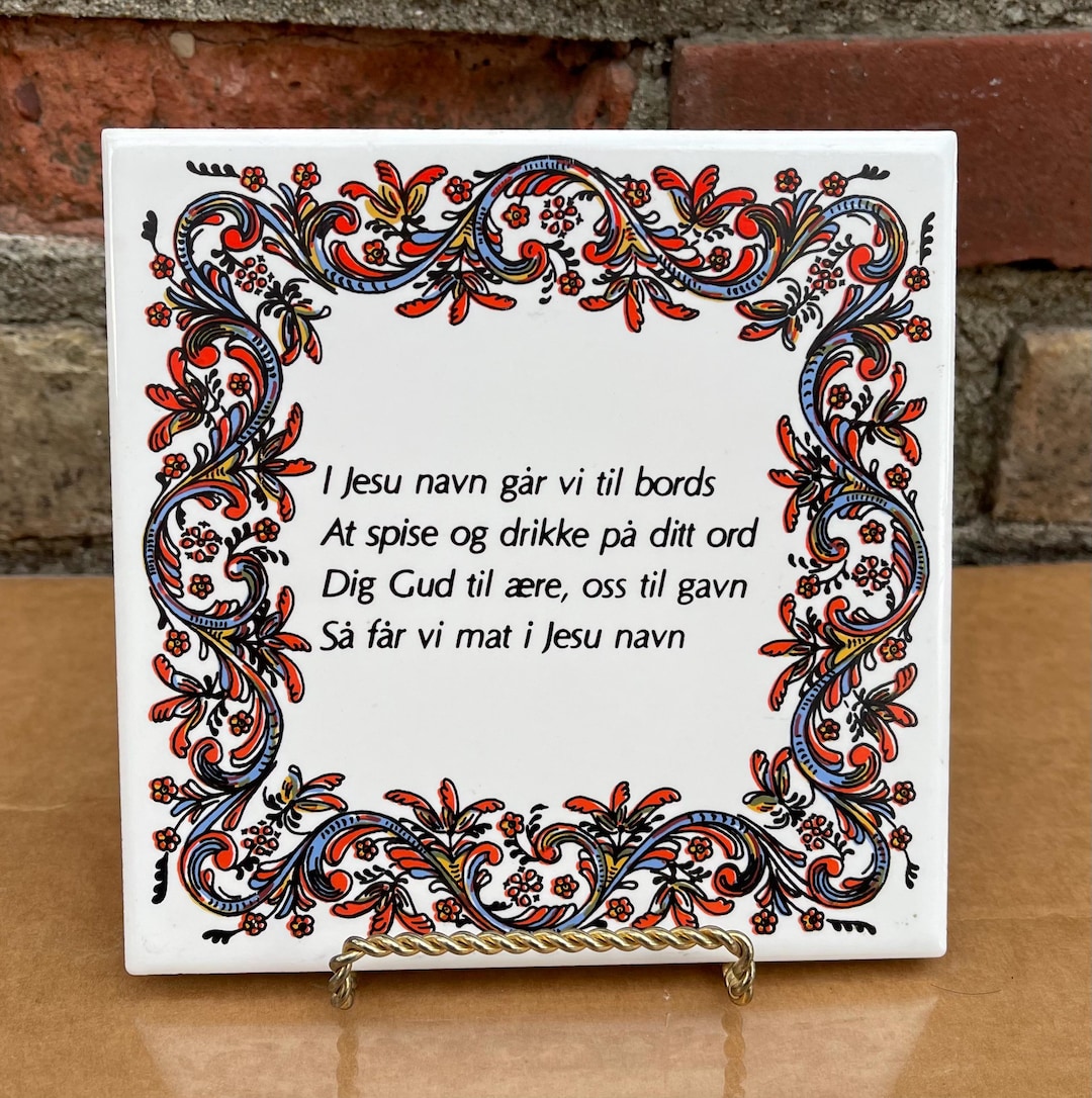 Scandinavian Tile; Danish Kitchen Poem Tile; Norwegian Prayer 6" X 6 ...
