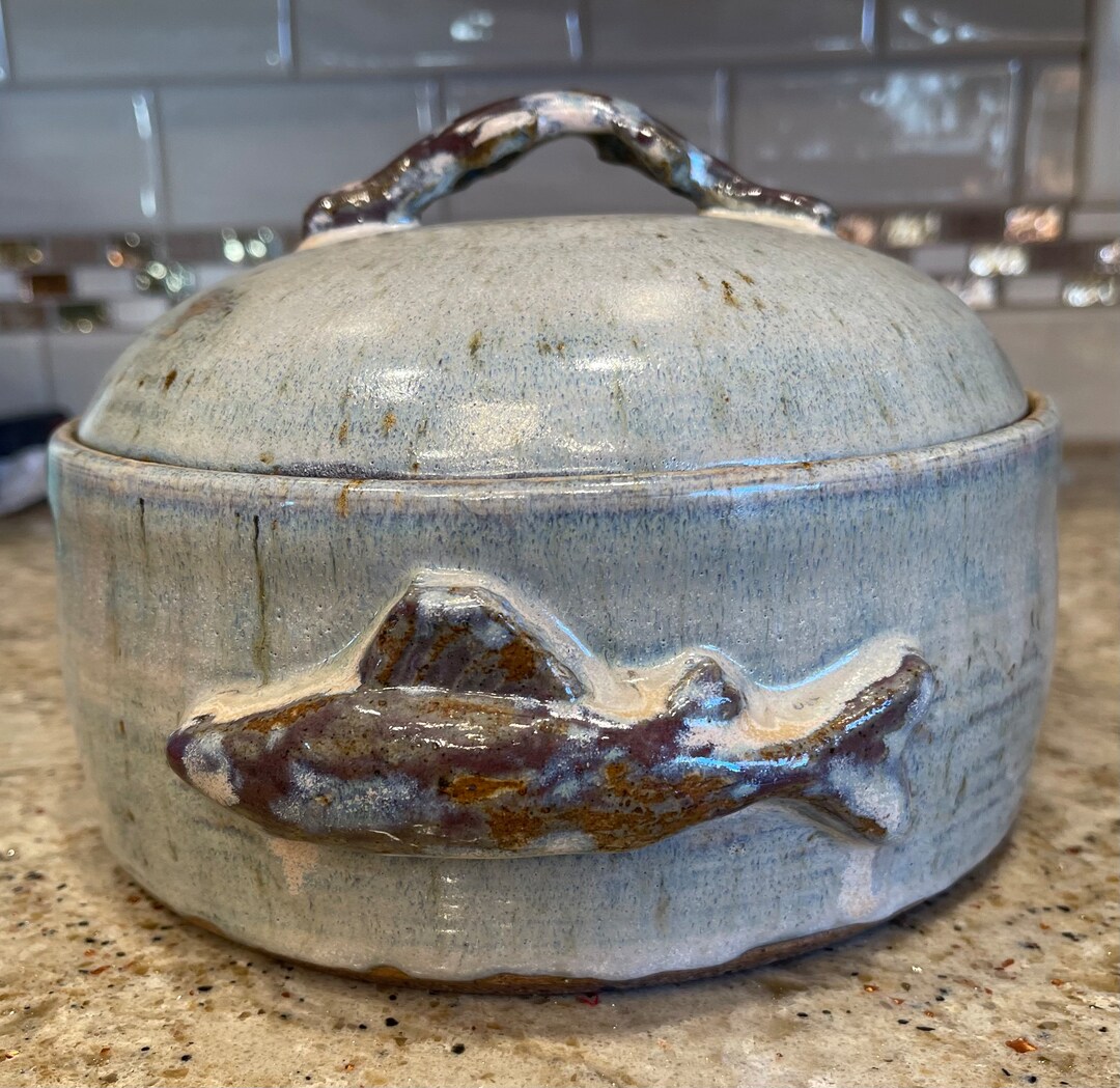 FISH DISH; Artisan Fish Casserole & Lid | Stoneware Pottery Handmade ...