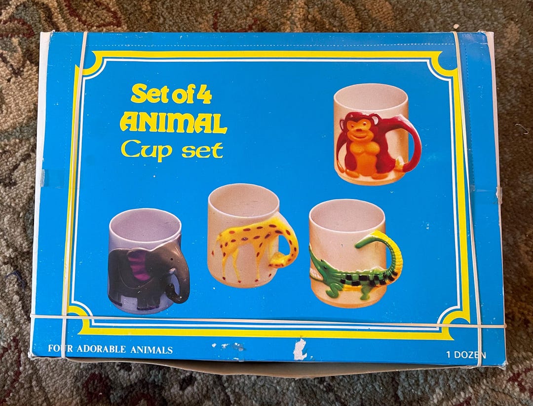 Vintage Children's Plastic Animal Cups; Kids Circus Animal Cups, Zoo ...