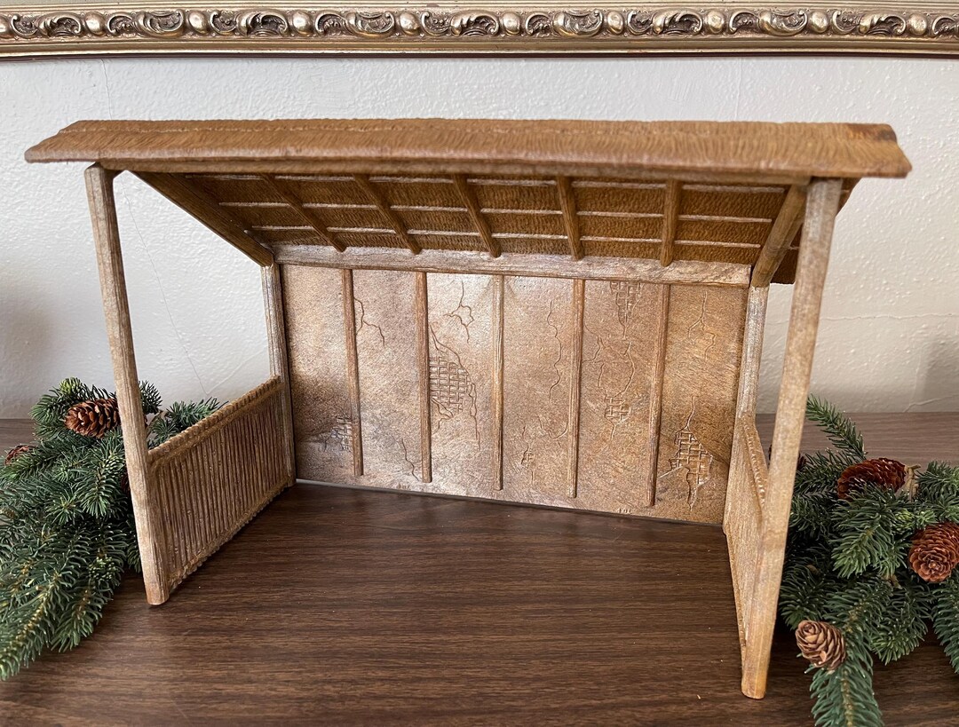 Stable for Nativity; Syroco Homco/home Interiors & Gifts Creche Stable ...