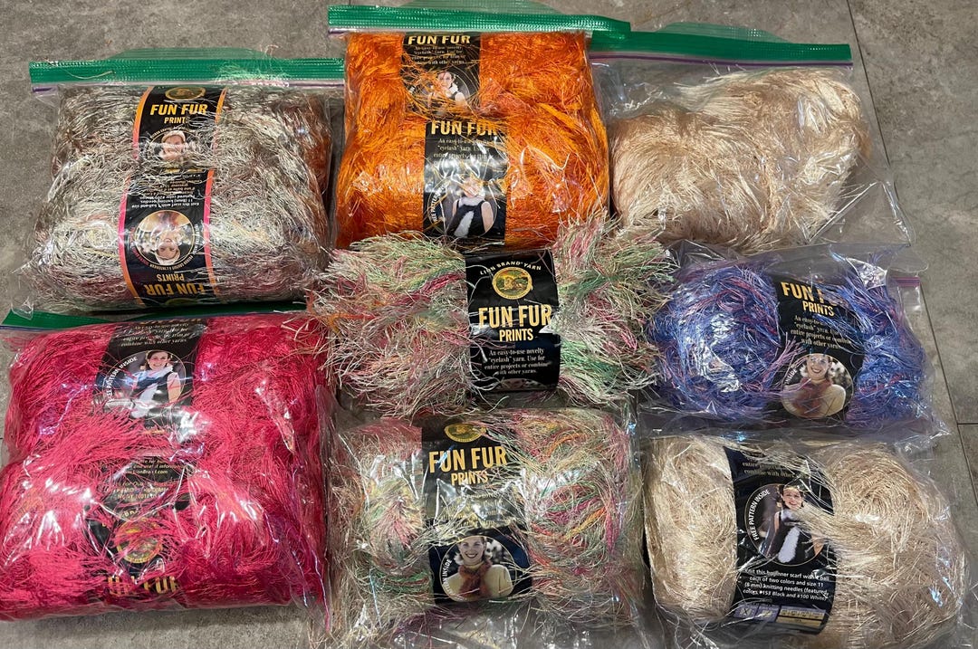 YARN! Lion Brand Yarn Fun Fur Yarn; Crochet and Knitting Craft Yarn ...