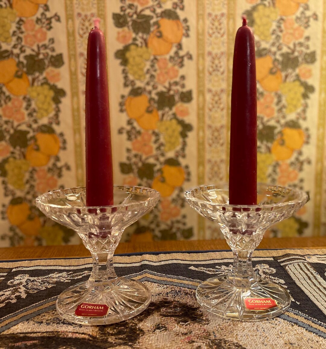 GORHAM Full Lead Crystal Candle Holders or Crystal Candle Stick Holders ...