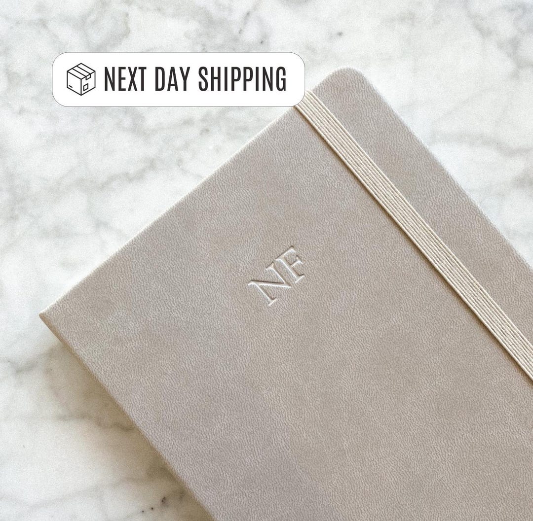 Stone Vegan Leather Journal / Notebook - Personalized / Monogrammed - Etsy