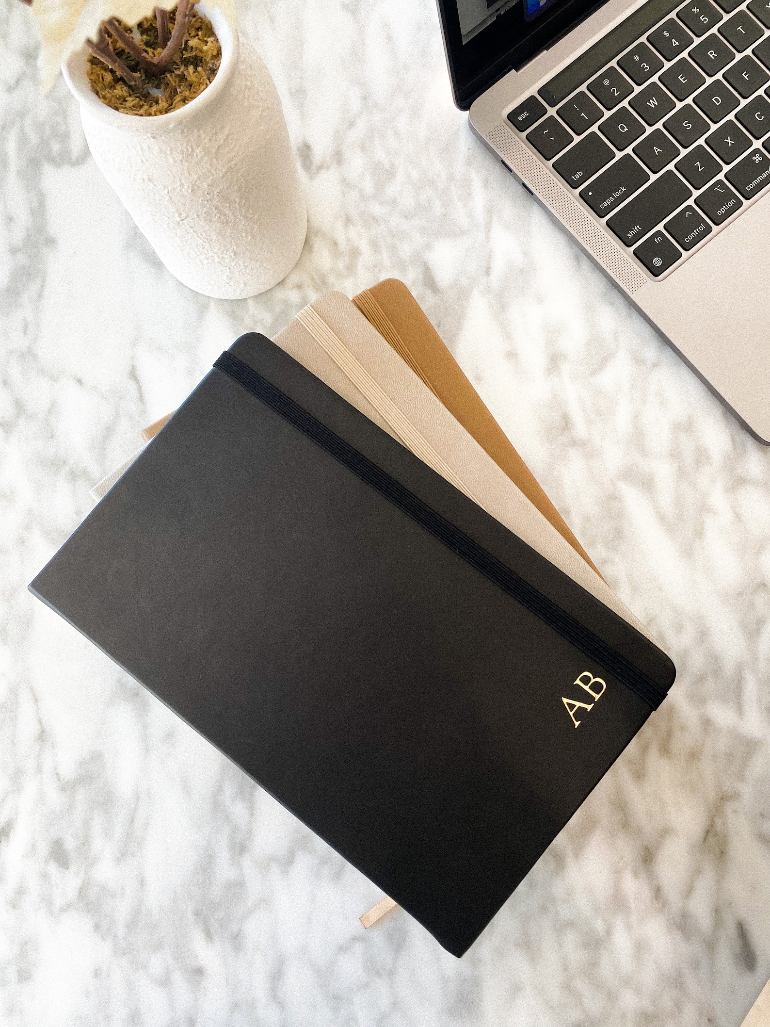 Stone Vegan Leather Journal / Notebook Personalized / - Etsy