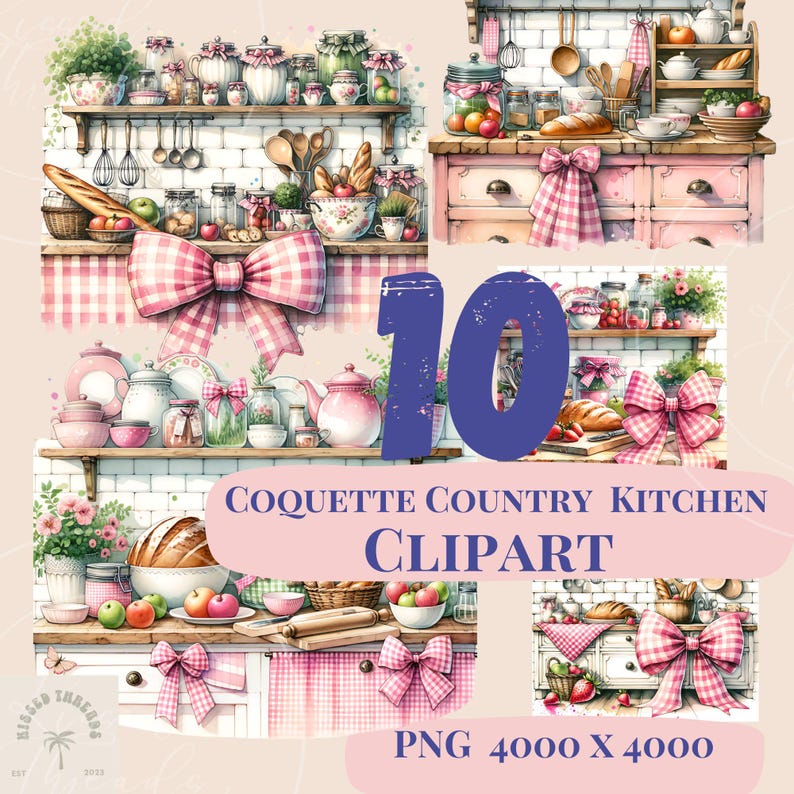 Vintage Rustic Kitchen Clipart Bundle, Kitchen Plant Shelves Pantries ...