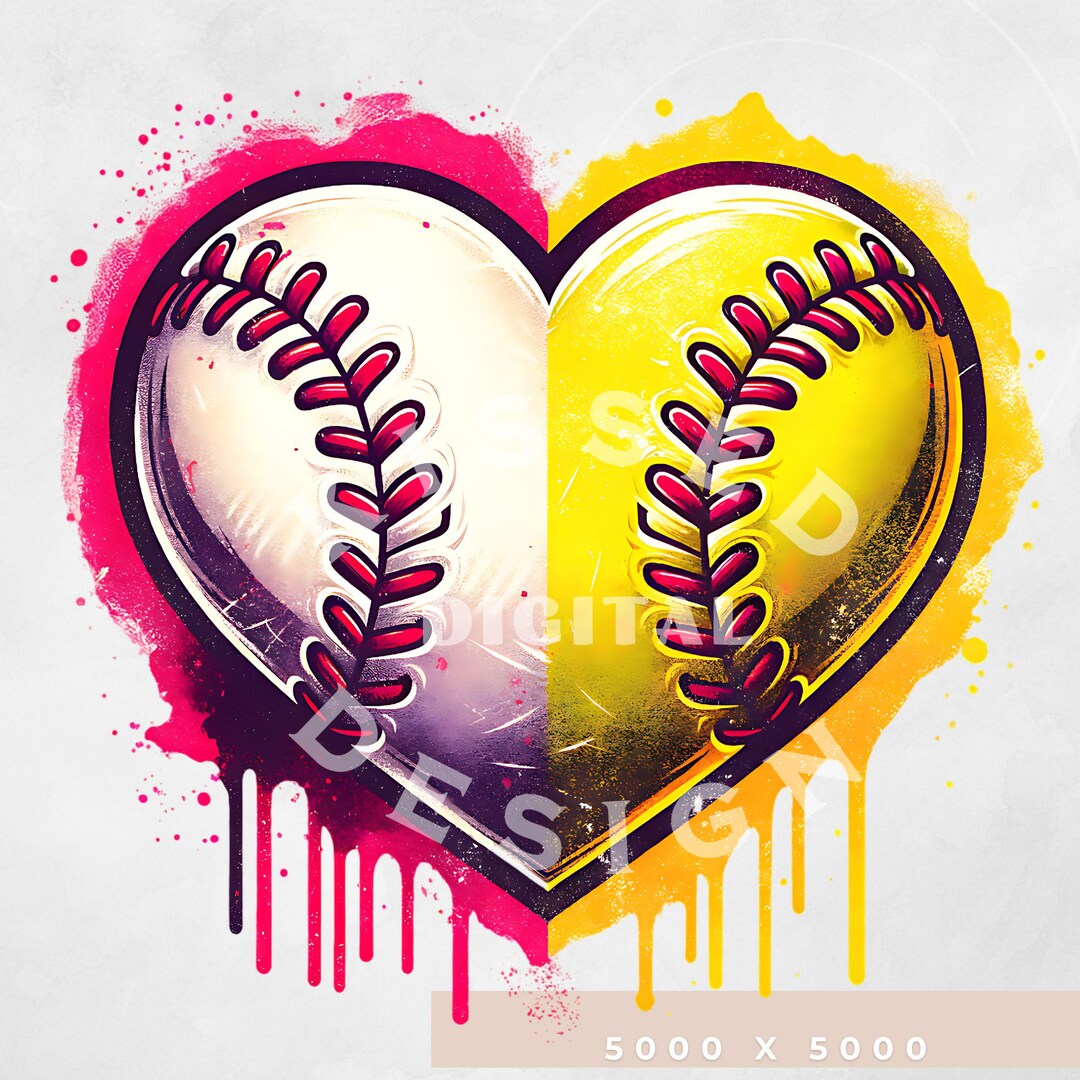 Distressed Split Baseball Png, Split Softball Heart Png, Grunge ...