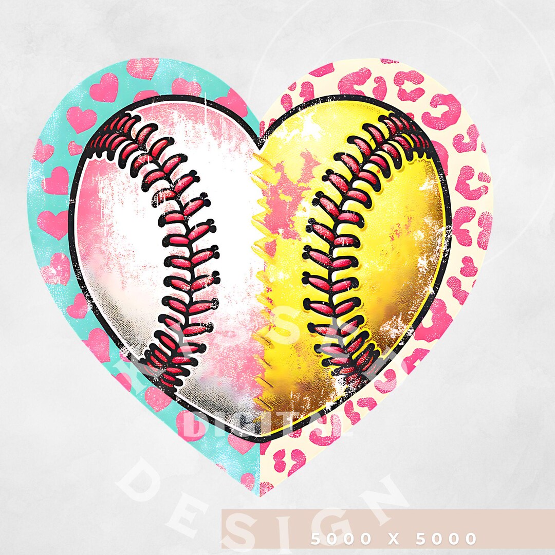 Distressed Split Baseball Png, Split Softball Heart, Grunge Softball ...