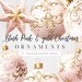 Blush Pink and Gold Christmas Ornaments Digital Clipart, Ball Ornament ...