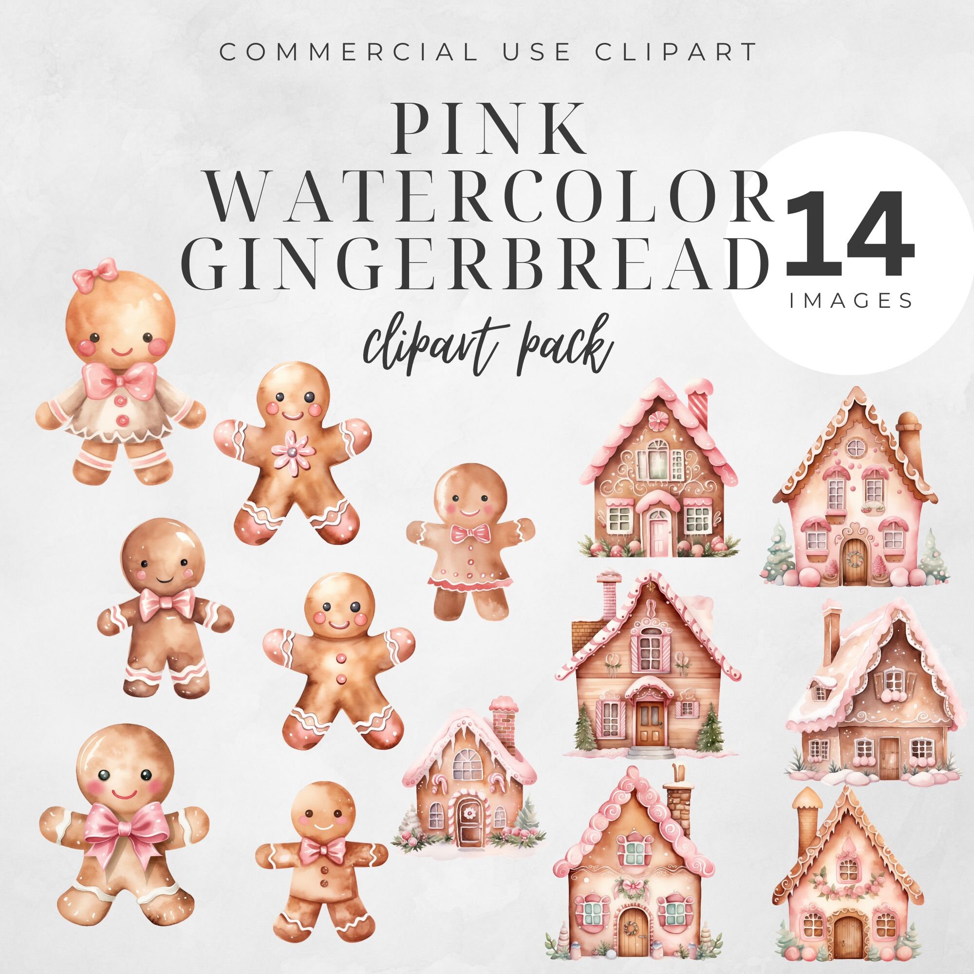 Pink Watercolor Christmas Gingerbread House Clipart, Watercolor ...