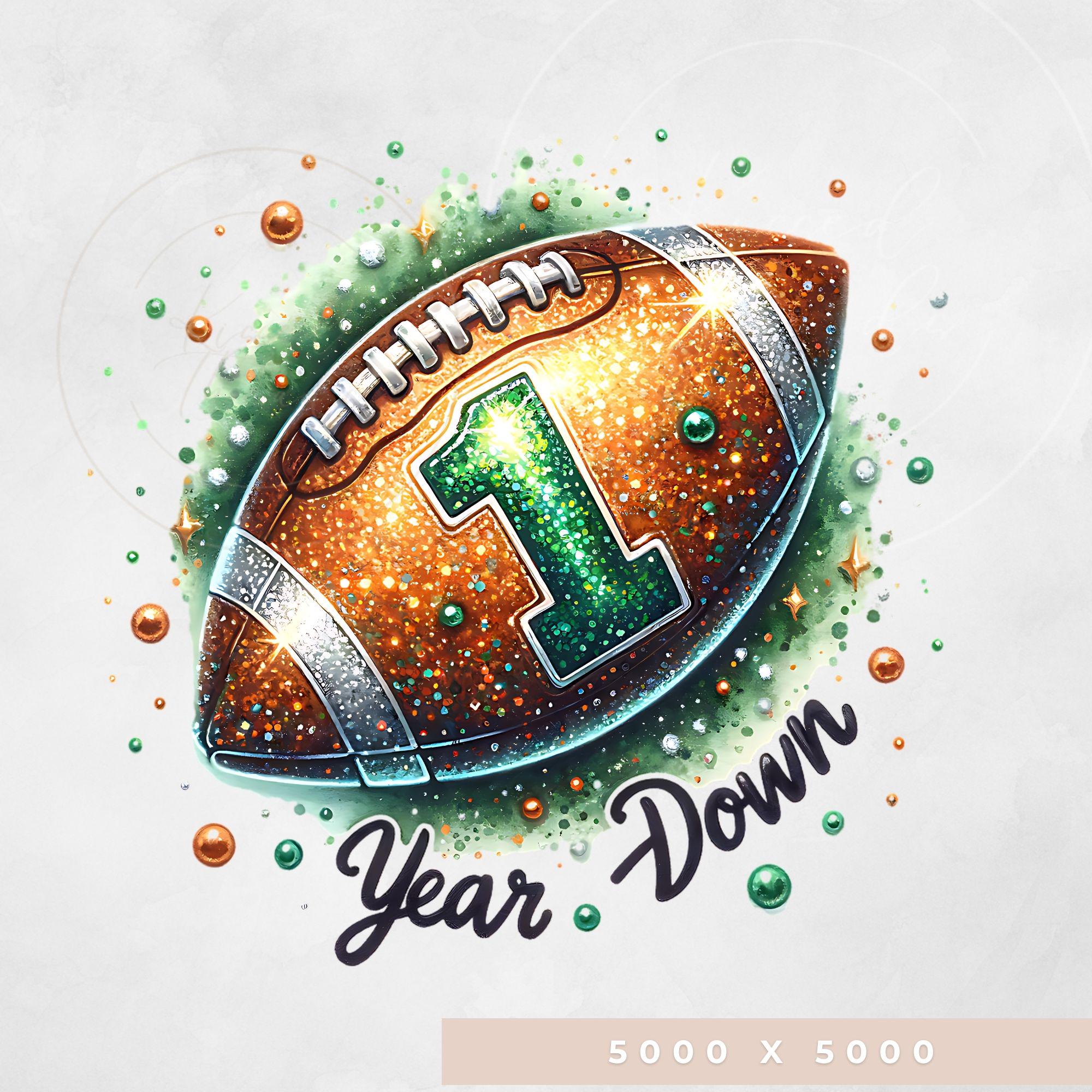1st Year Down Digital Png Design, First Birthday PNG, Football One, First Year Png, Football One ...