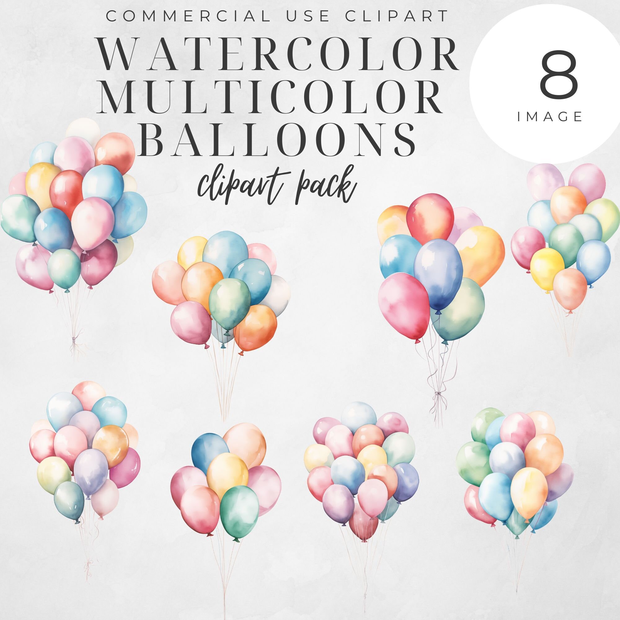 Multicolor Watercolor Balloons Png, Pastel Colour Balloons Clipart ...