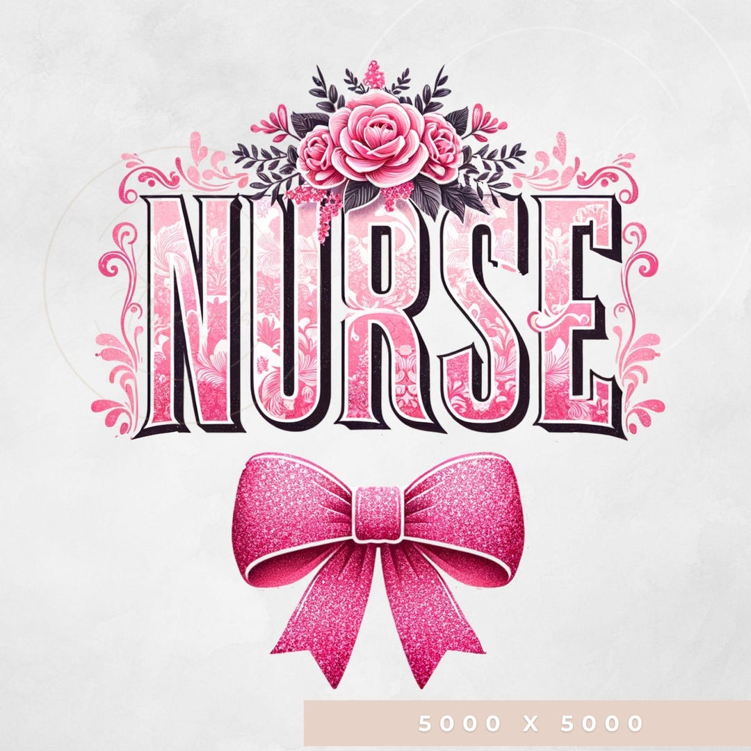 Pink Floral Nurse Varsity Png, Nursing Toile Coquette Bow Clip Art ...