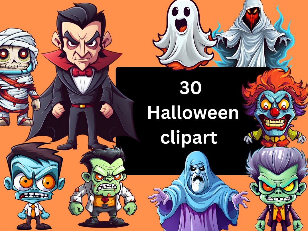 Spooky Halloween Characters Clipart Png Digital Download Transparent ...