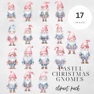 Watercolor Christmas Gnomes, Pink Watercolor Christmas Clipart ...