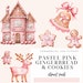 Pink Gingerbread Clipart Png, Pink Watercolor Christmas Gingerbread ...