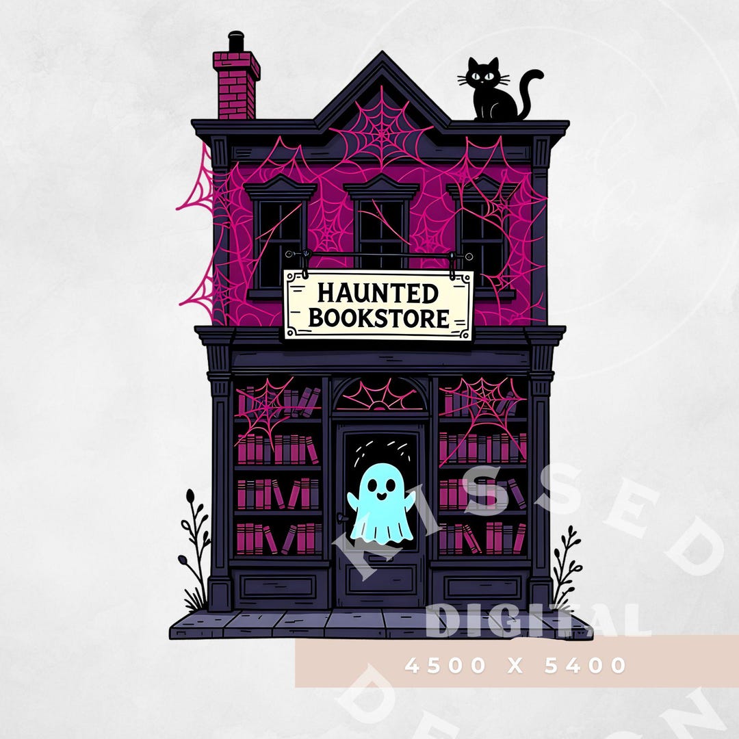 Haunted Fall Bookstore PNG, Pink Halloween Png,trendy Cute Halloween ...