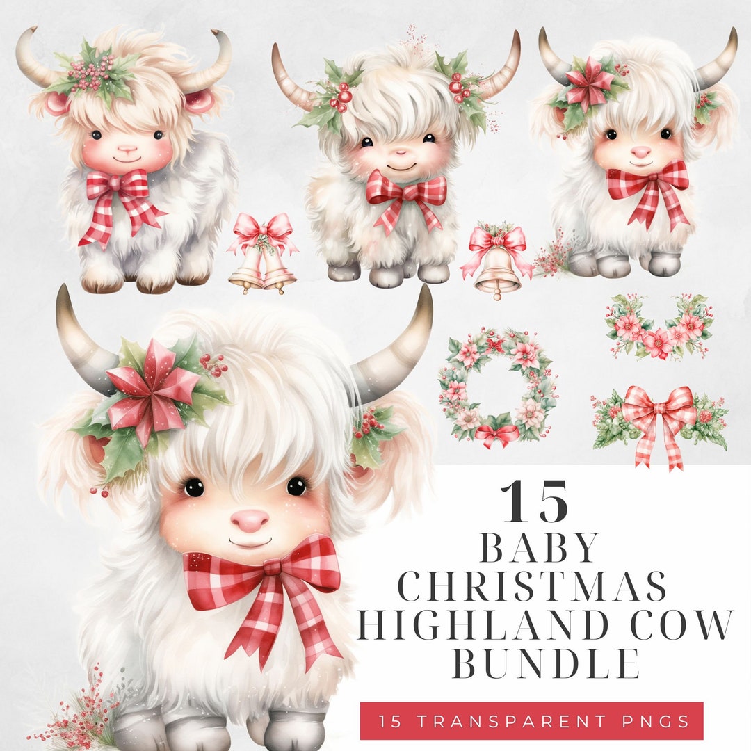 Christmas Baby Highland Christmas Cow Clipart, Winter Nursery ...