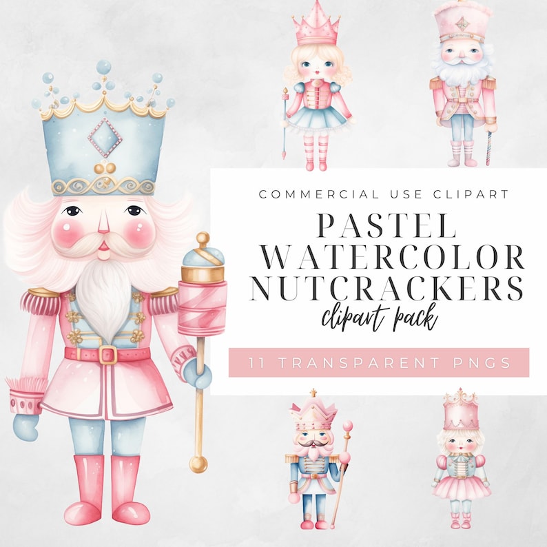 Pastel Pink Nutcracker Clipart, Pastel Christmas Watercolor Nutcracker ...