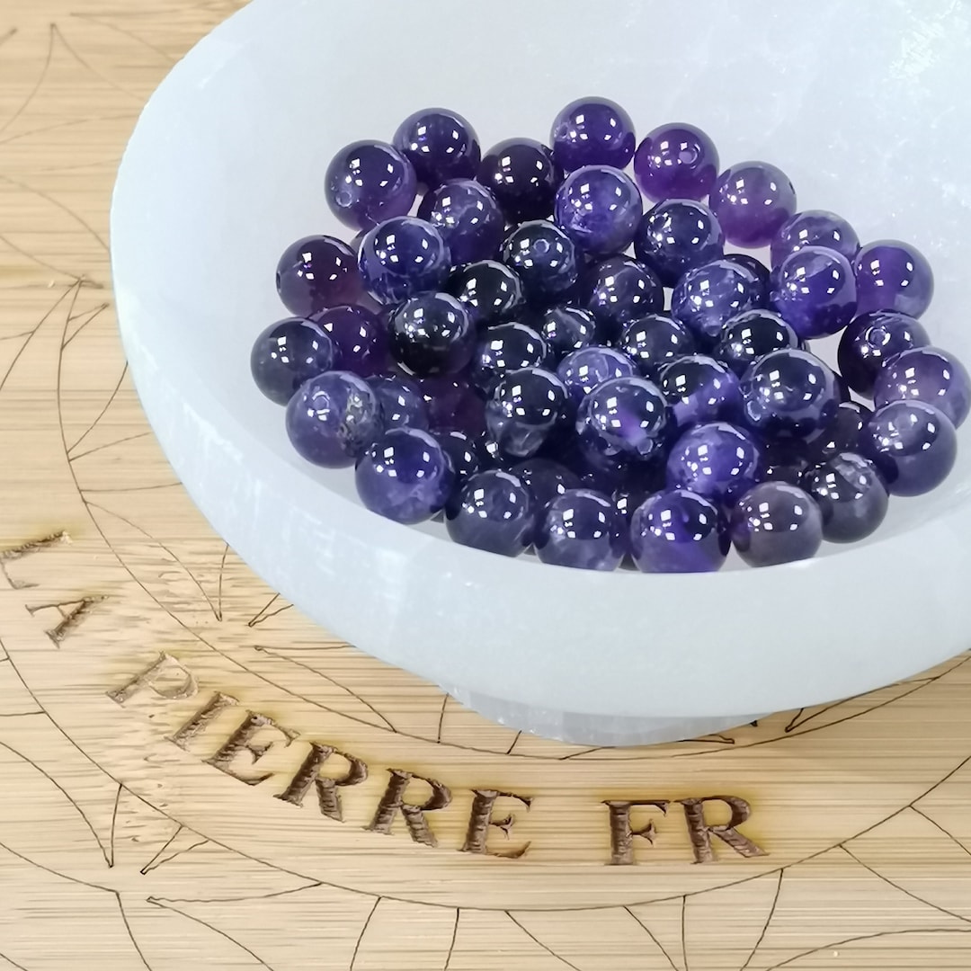30 Perles Améthyste du Brésil naturelle 6mm | 20 perles 8mm | Perle ...