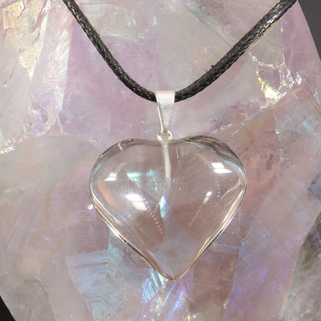 Heart-shaped Rock Crystal Pendant From Brazil Silver Mount Semi ...