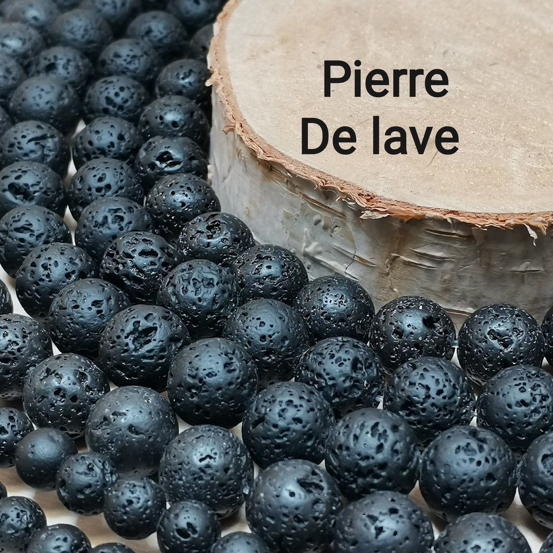 90 perles Pierre de lave volcanique Basalte - Etsy France