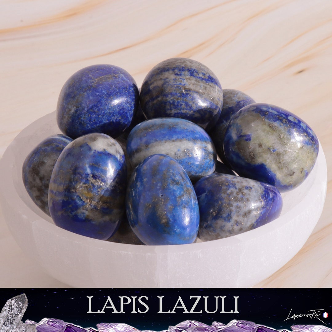 Lapis Lazuli Set of 2 Tumbled Stones Polished Stone Natural Stone Minerals Lithotherapy 2/3cm ...