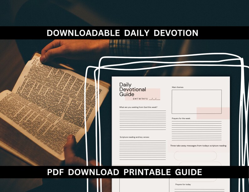 Printable Daily Devotion Template For Young Trendy Christian Etsy