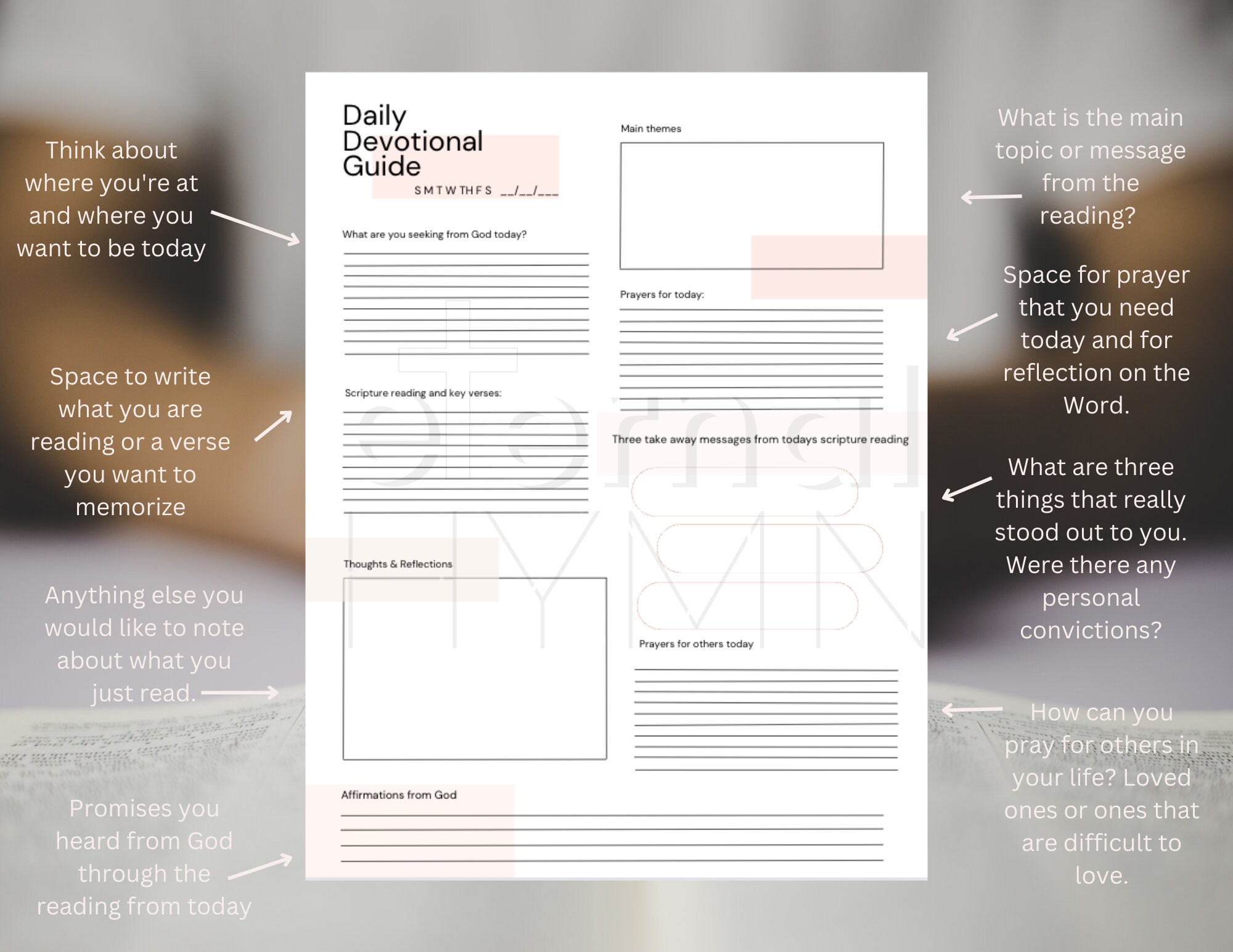 Printable Daily Devotion Template For Young Trendy Christian Women Easy