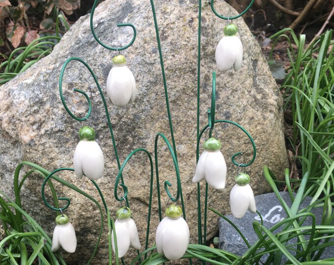 Ceramic Flower/snowdrop,plant Stake, Fairy Garden Accessories, Garden ...