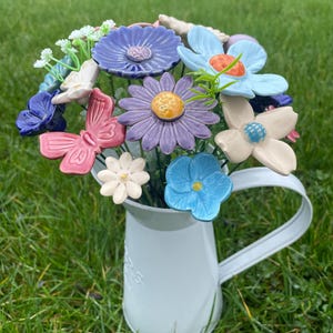 Ceramic Flowers Bouquet 17 Flowers,floral Centerpiece of Handmade ...