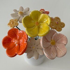 Ceramic Colorful Flowers Bouquet 8 Small Flowers,floral Centerpiece of ...