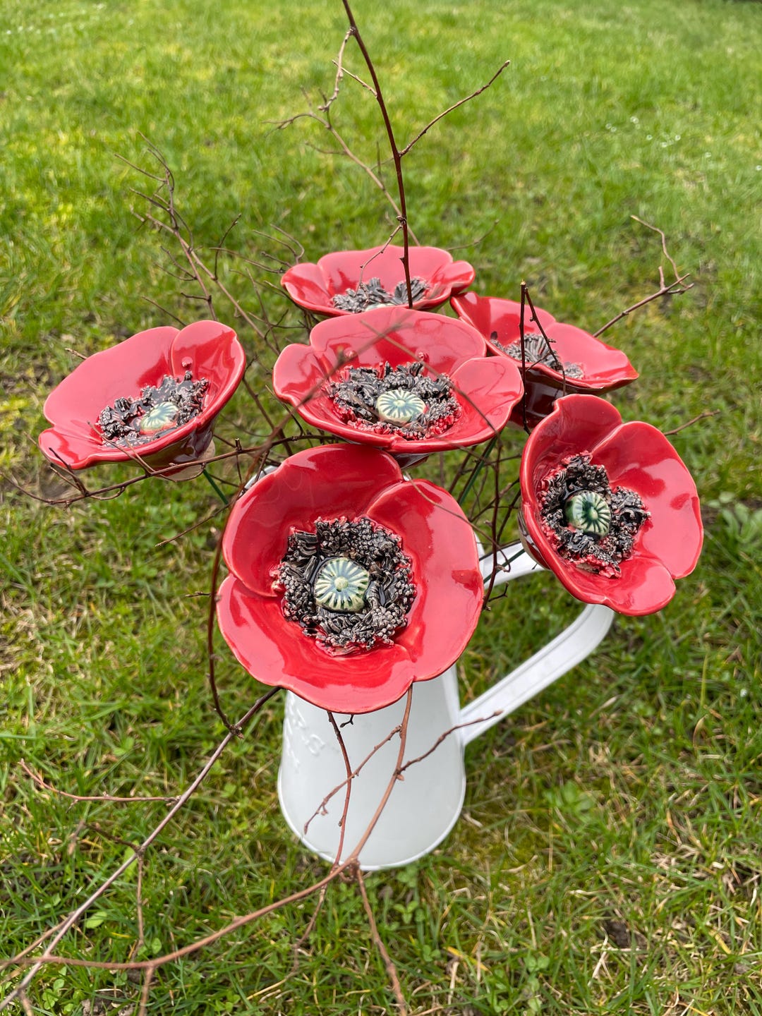 Ceramic Large Poppy, Ceramic Flower for Flower Plant, Home, Garden.big ...