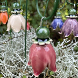 Ceramic Flower Harebell/bellflower, Flower on Stem,plant Stake, Fairy ...