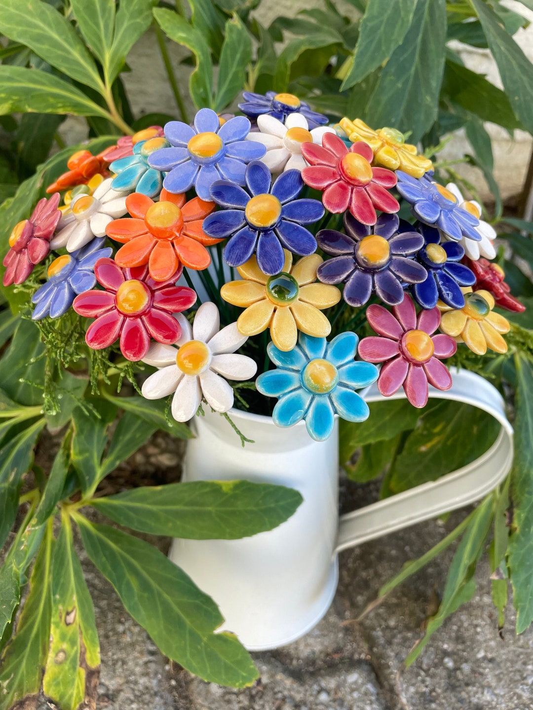 Ceramic Flower/daisy Small,plant Stake, Fairy Garden Accessories ...