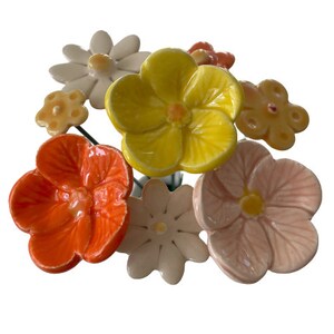 Ceramic Colorful Flowers Bouquet 8 Small Flowers,floral Centerpiece of ...