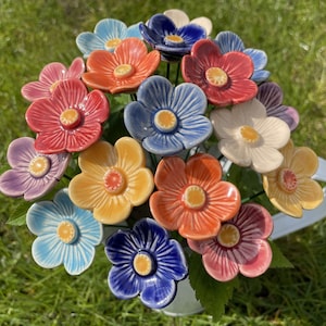 Ceramic Flower/plum Blossoms,plant Stake, Fairy Garden Accessories ...