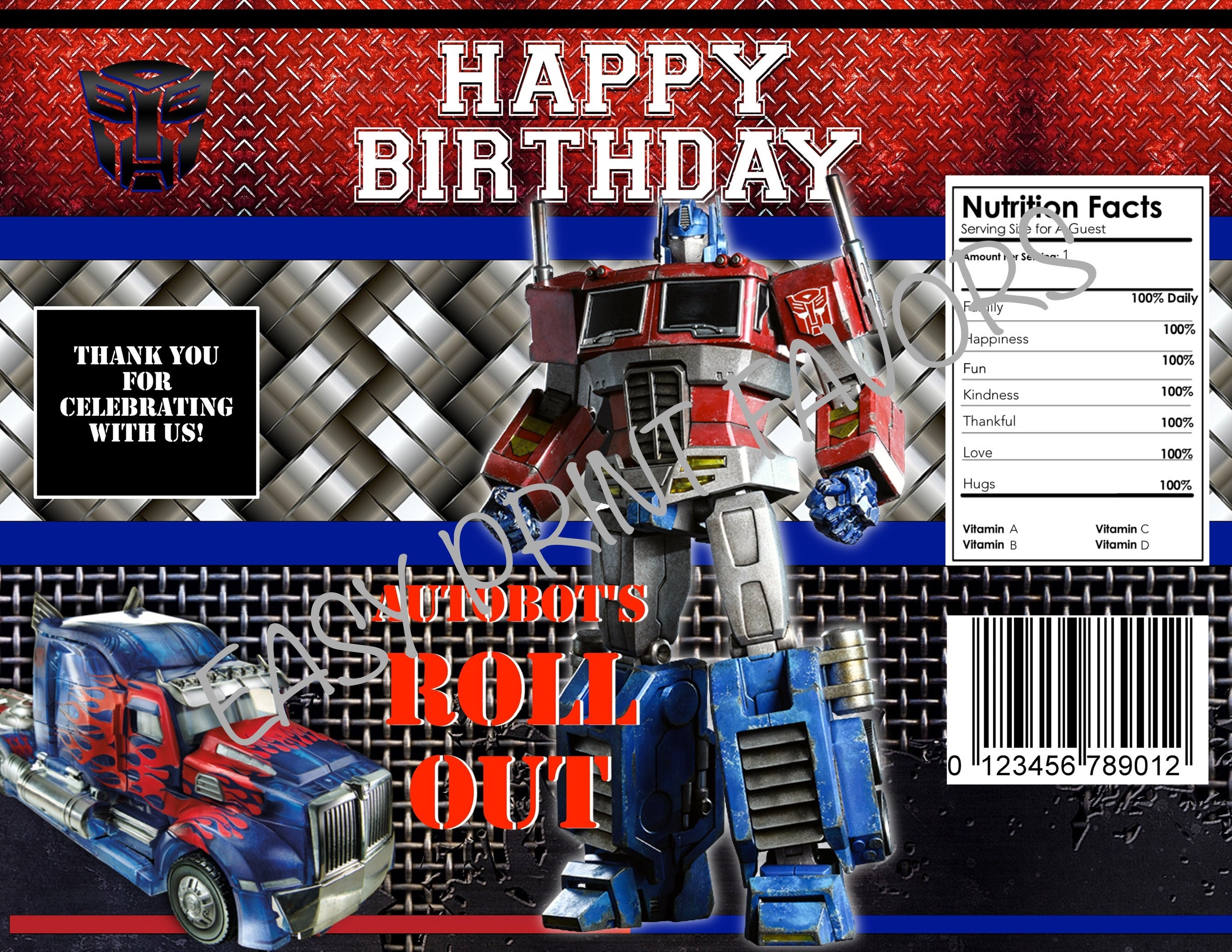 Transformers Chipbag Printable| Transformers Treat Bag Printable ...