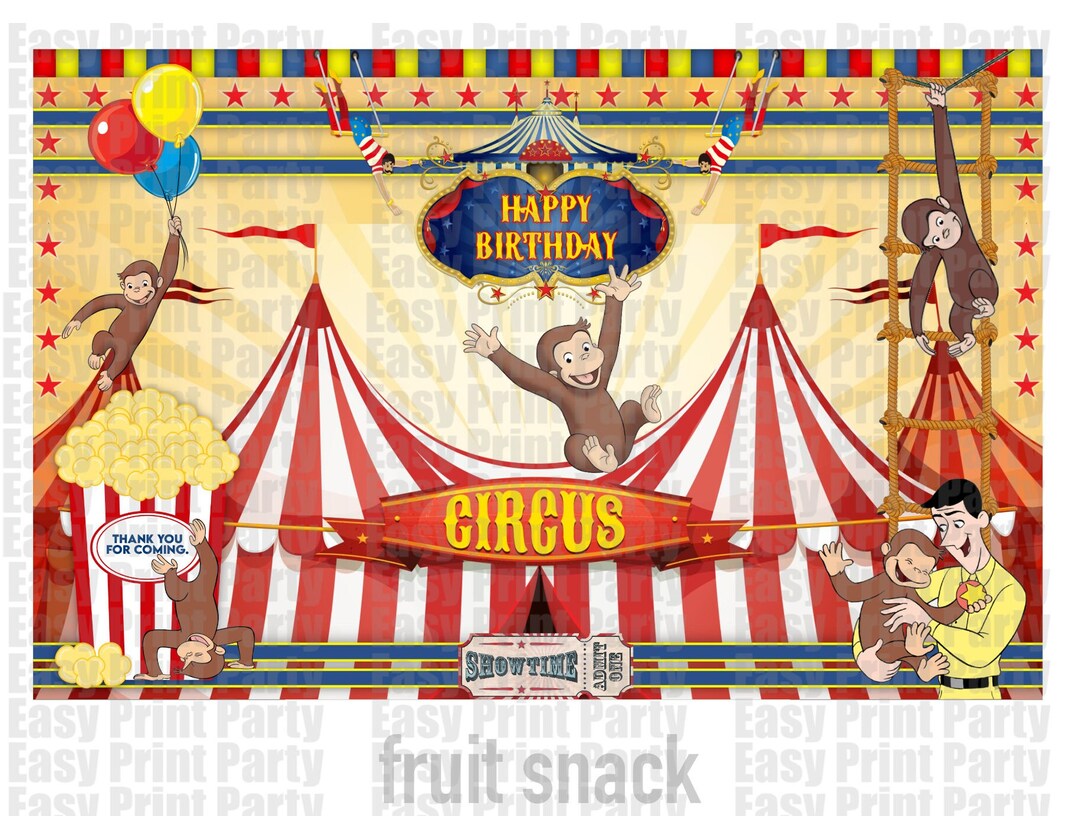 Curious George Birthday Favor Fruit Snack Label Instant Download - Etsy