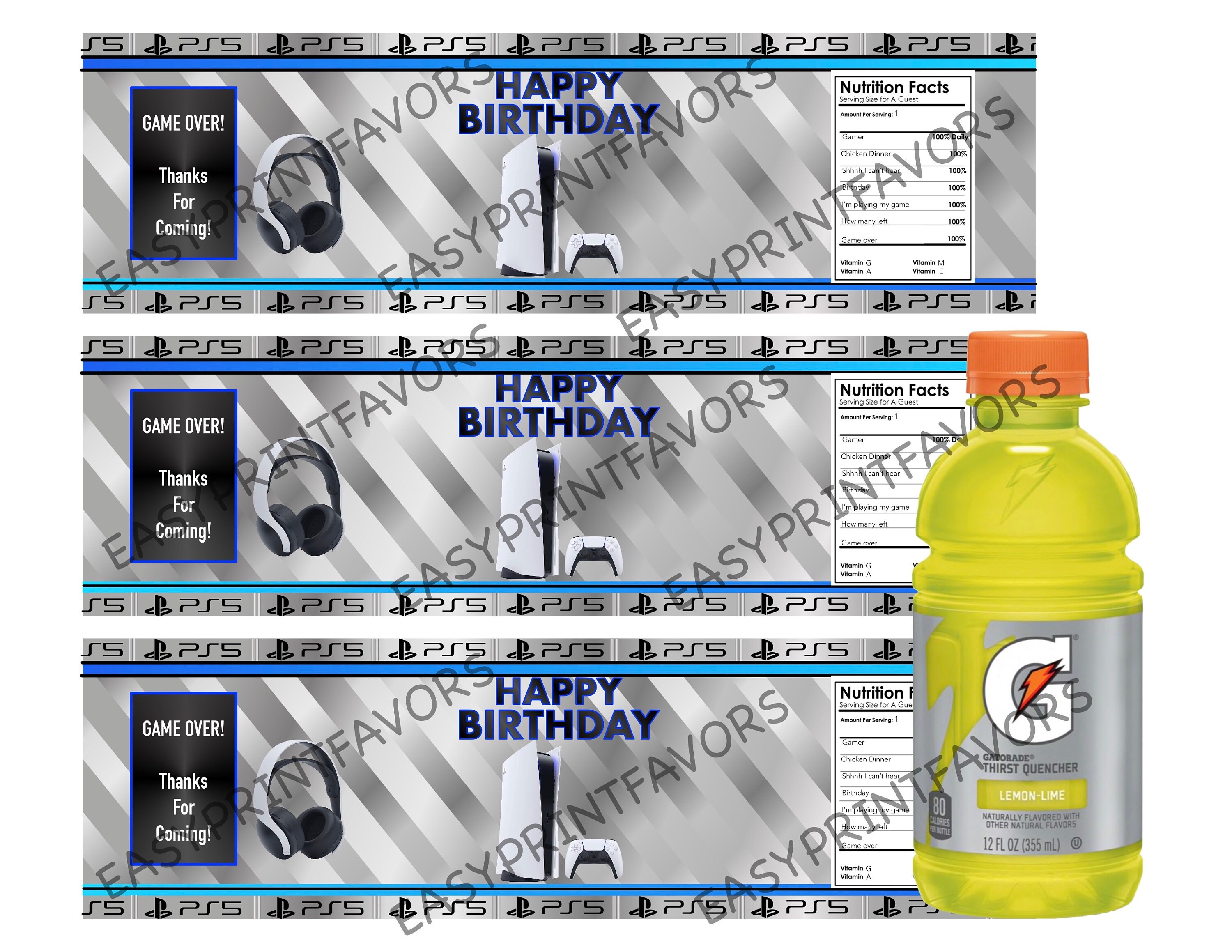 Ps5 Gatorade Instant Download Favors| Mini Gatorade Labels | PS5 Sports ...
