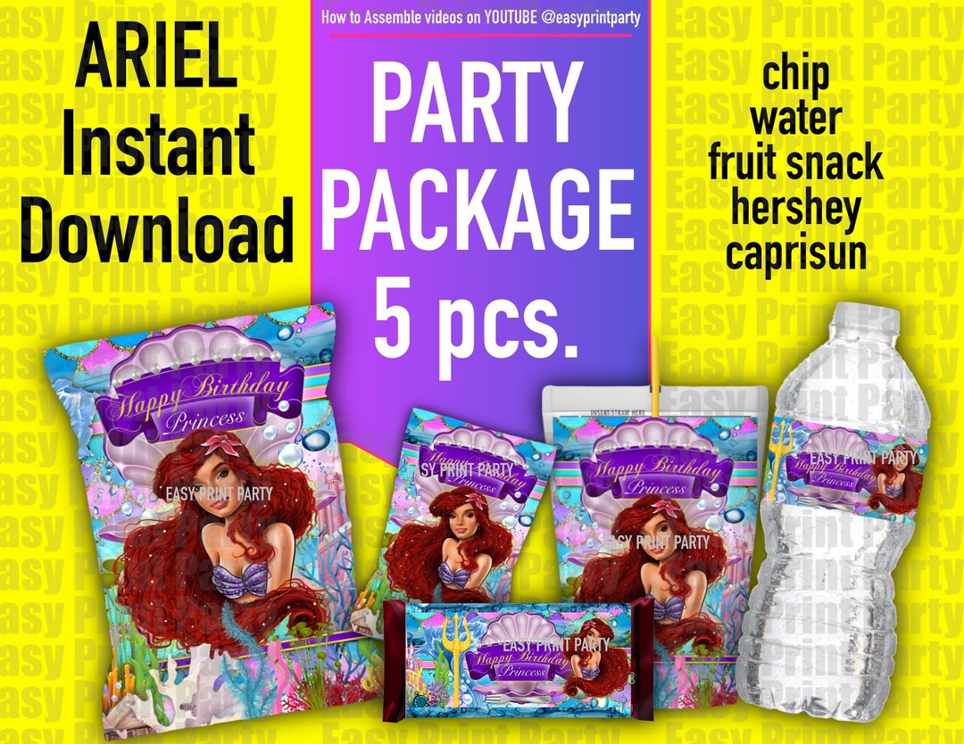 Brown Ariel Printable Package | Brown Ariel Favors| the Little Mermaid ...