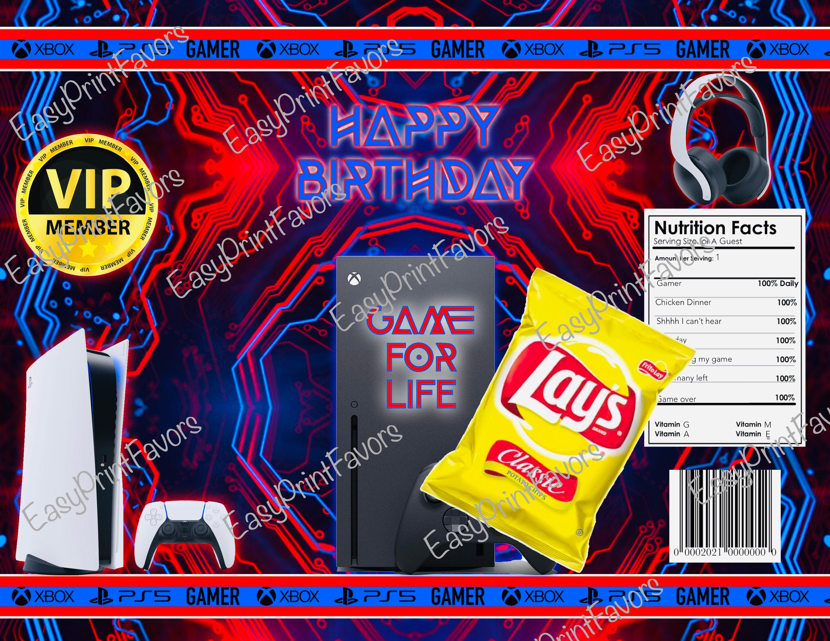 Gamer Chip Bag Party Package | Ps5 Party Favor| Xbox Series X Party ...