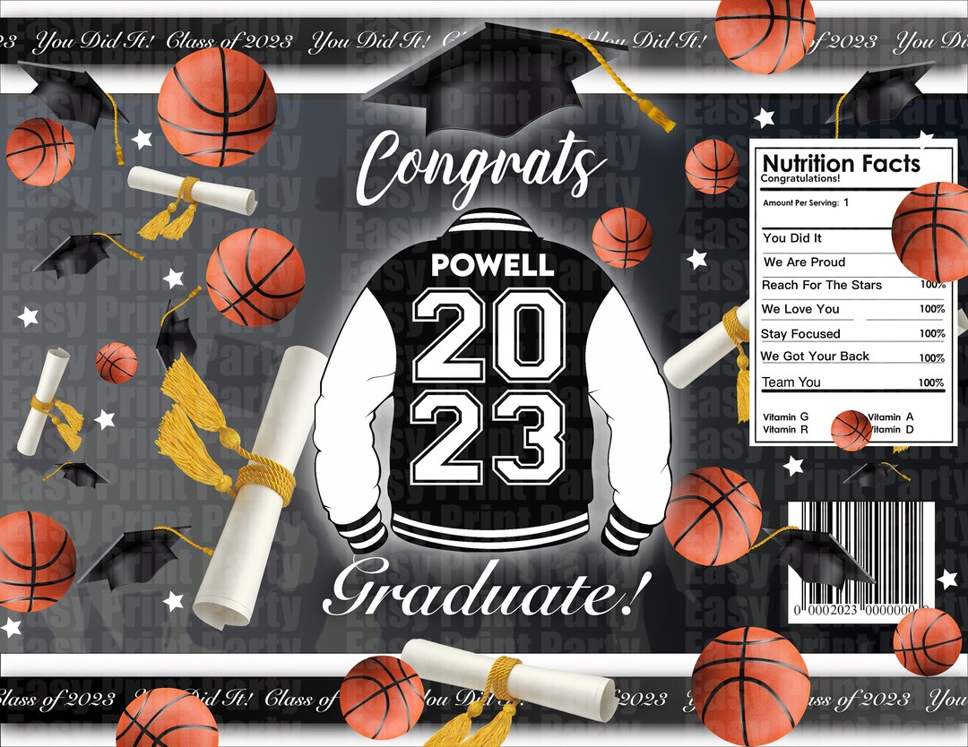 Letterman Jacket 2023 Graduation Chip Bag Black INSTANT DOWNLOAD ...