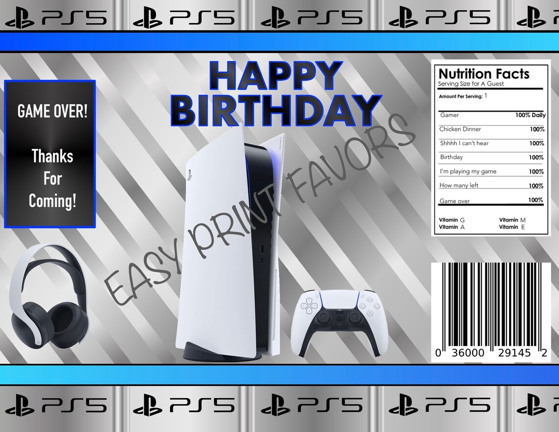 Gamer Chip Bag PS5 Instant Download Now | Ps5 Party Favor| Ps5 Treat ...