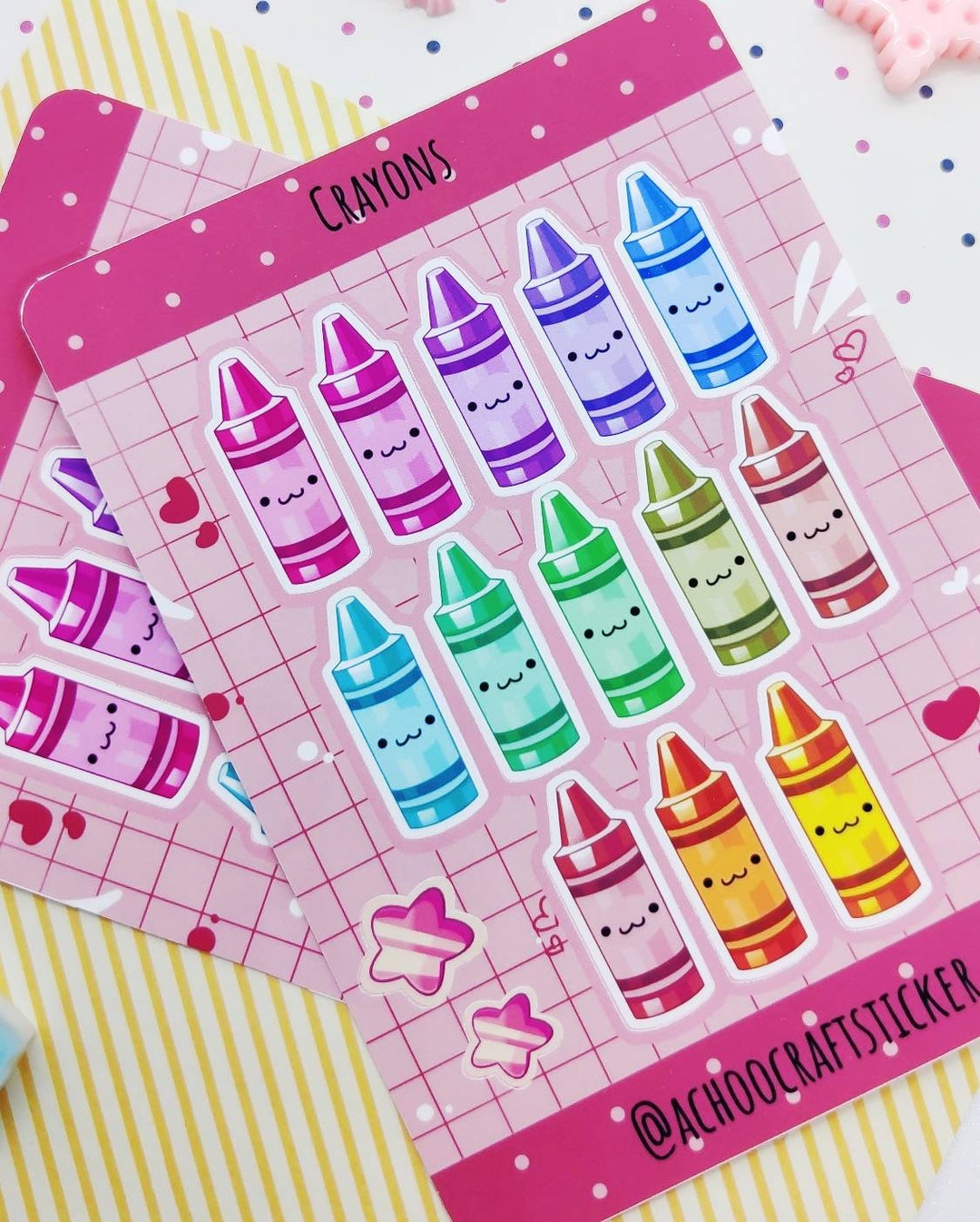 Crayon Sticker Sheet | Cute Waterproof | Journals, Scrapbooking ...